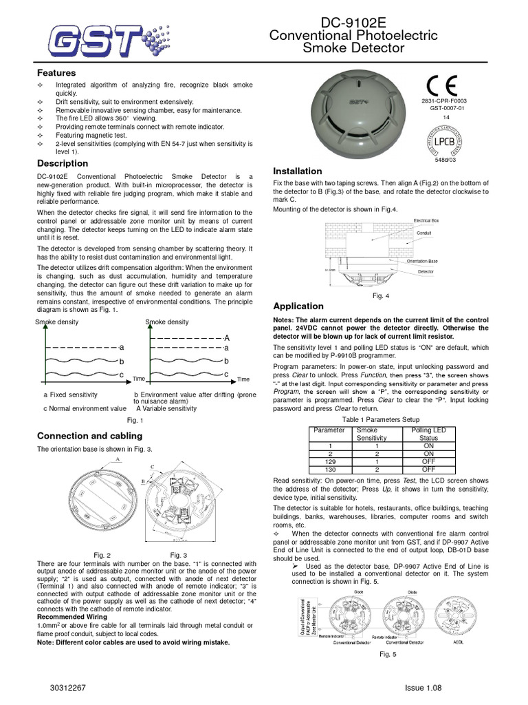 DC-9102E Conventional Photoelectric Smoke Detector Installation and Operation Manual Issue1.08 ...