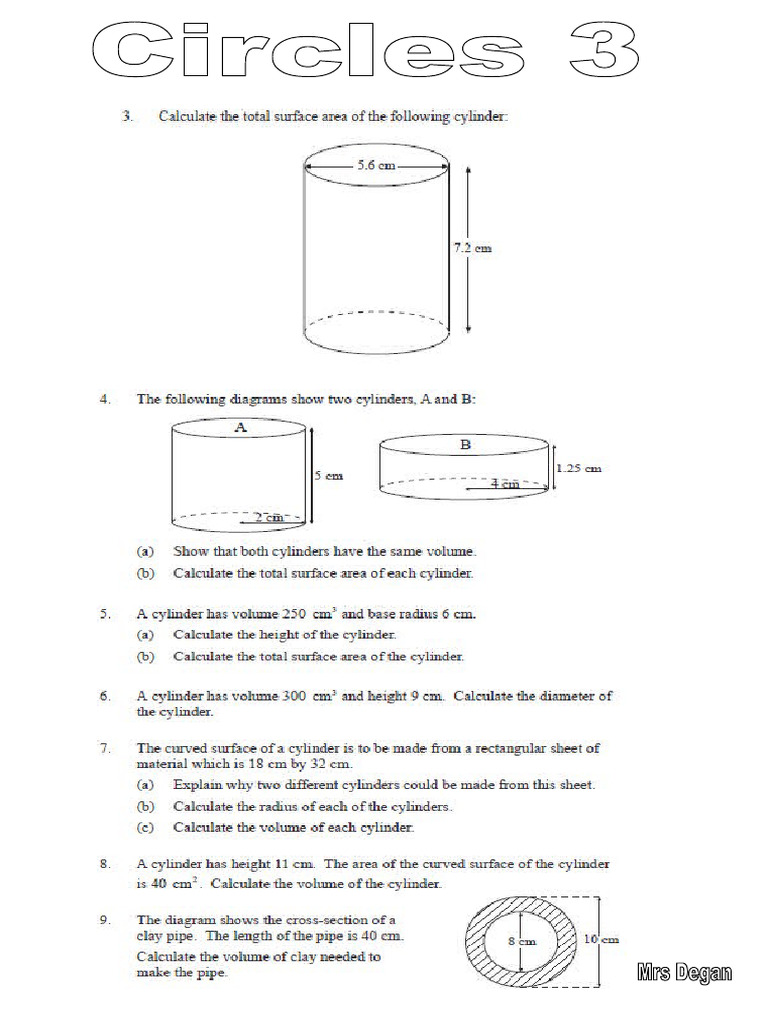 Circles Worksheet 3 Mixed Questions Year 10 Mathematics | PDF