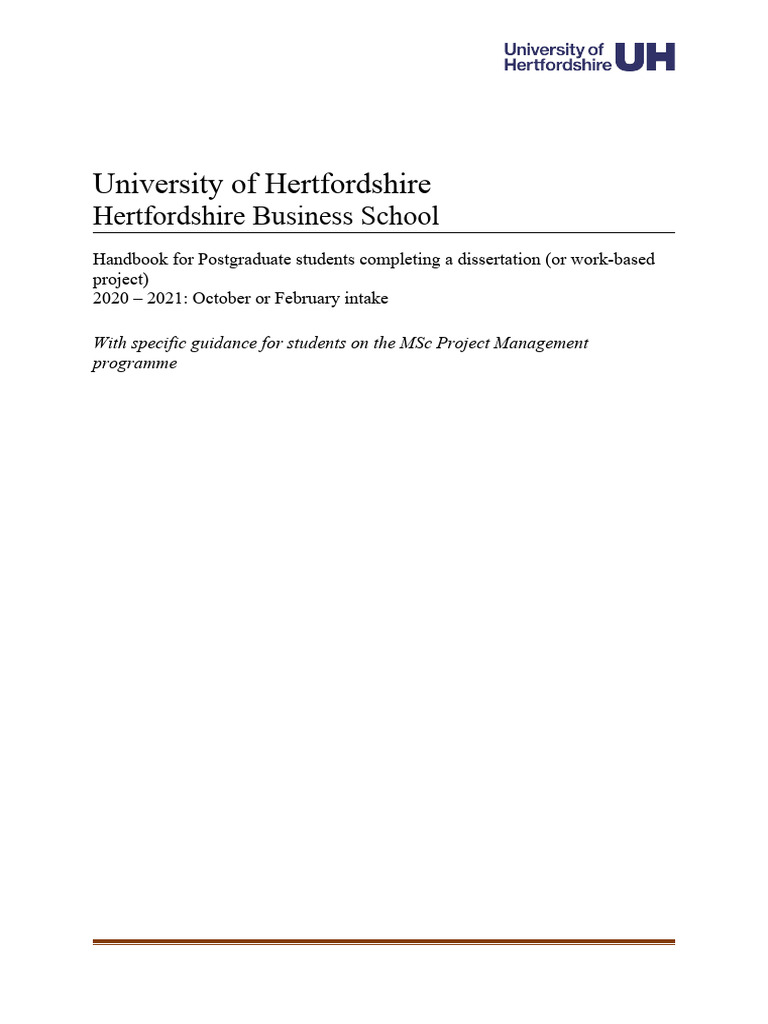 2020-21 HBS PG STUDENT Dissertation Handbook For MSC PM | PDF ...