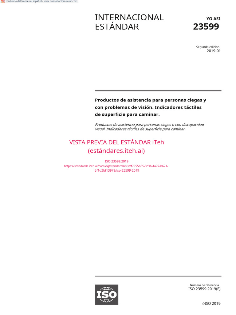 ISO 23599 2019 Podotactil | PDF | Organización internacional para la ...