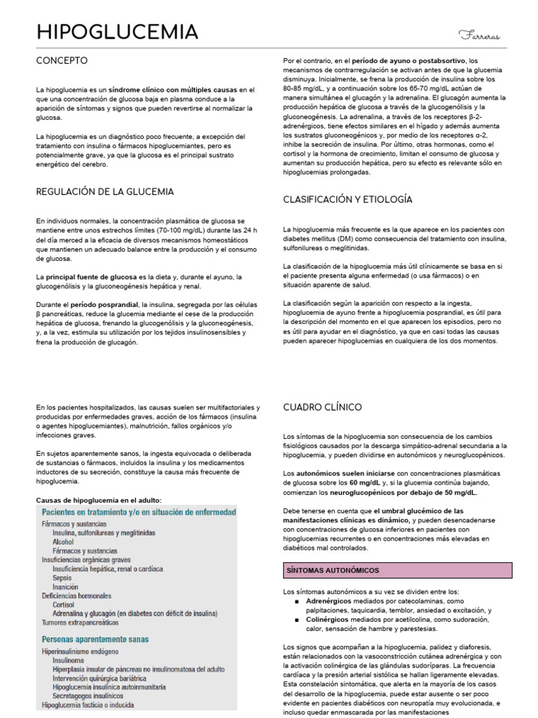 Causas y síntomas de hipoglucemia | PDF | Hipoglucemia | Insulina