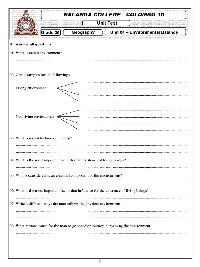 Geography Grade 9 Unit 04-1 | PDF