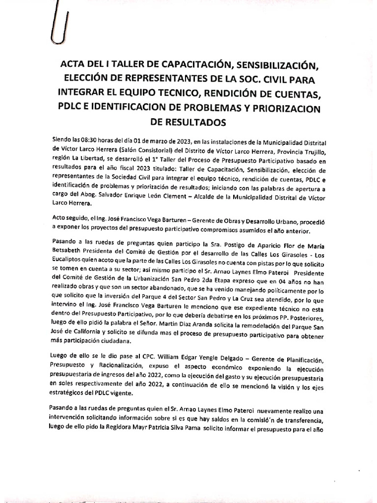 I Taller de Capacitacion Sensibilizacion Eleccion de Rep. de La Soc Civil | PDF