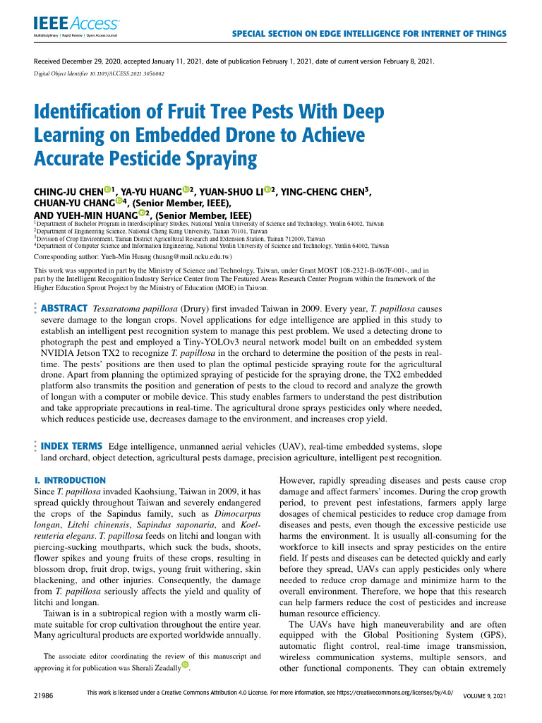 Identification of Fruit Tree Pests With Deep Learning On Embedded Drone ...
