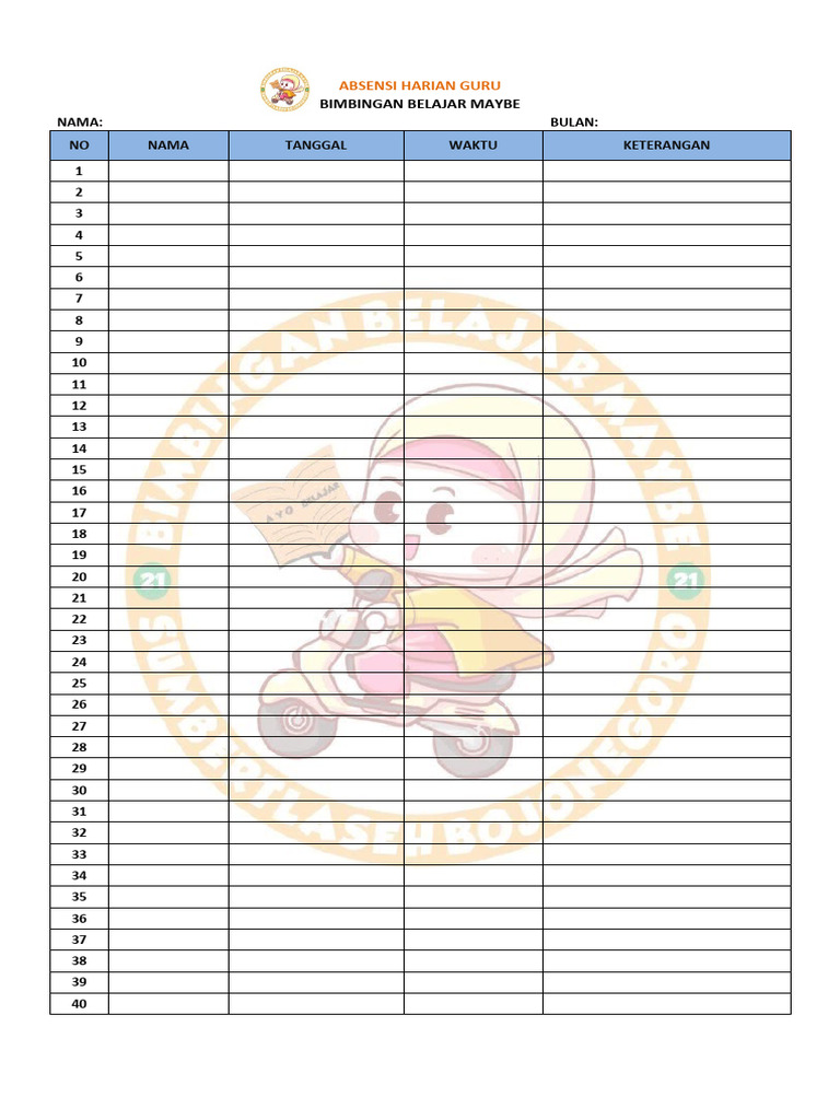 ABSENSI HARIAN GURU X | PDF
