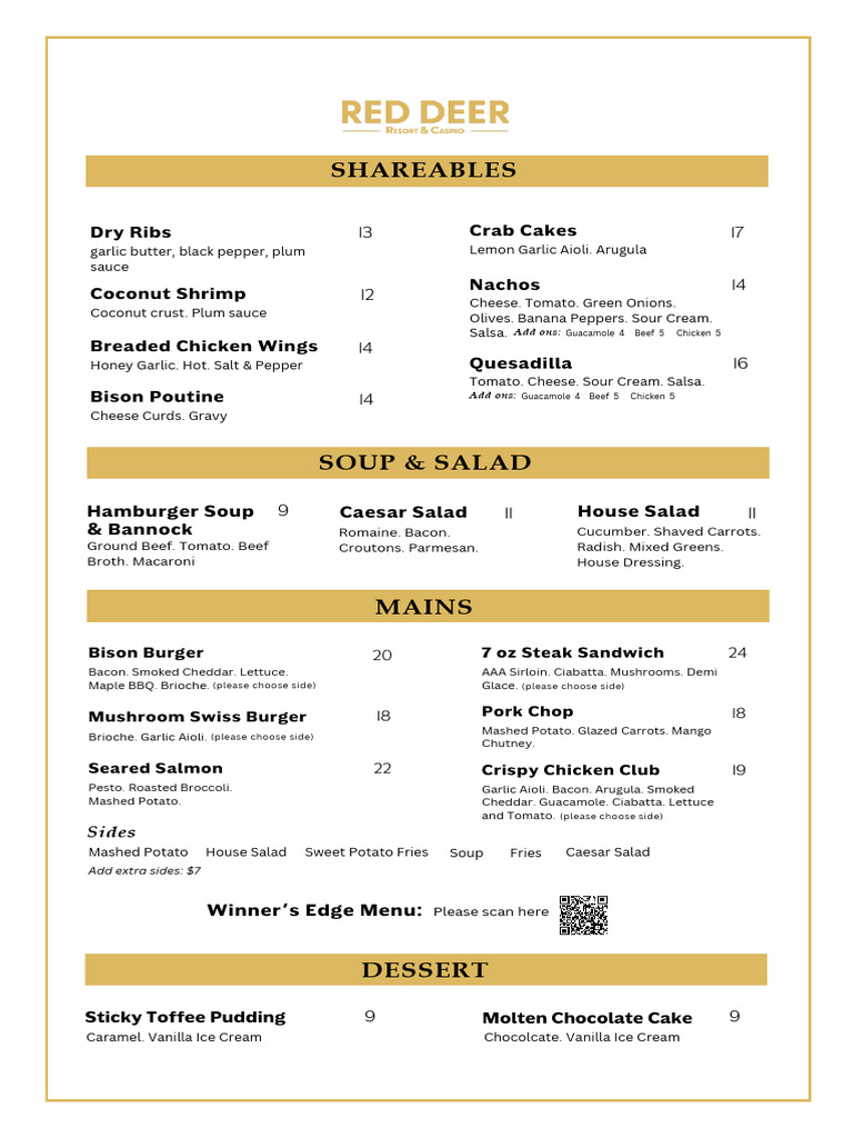 Casino Menu 2024 | PDF | Salad | Hamburgers
