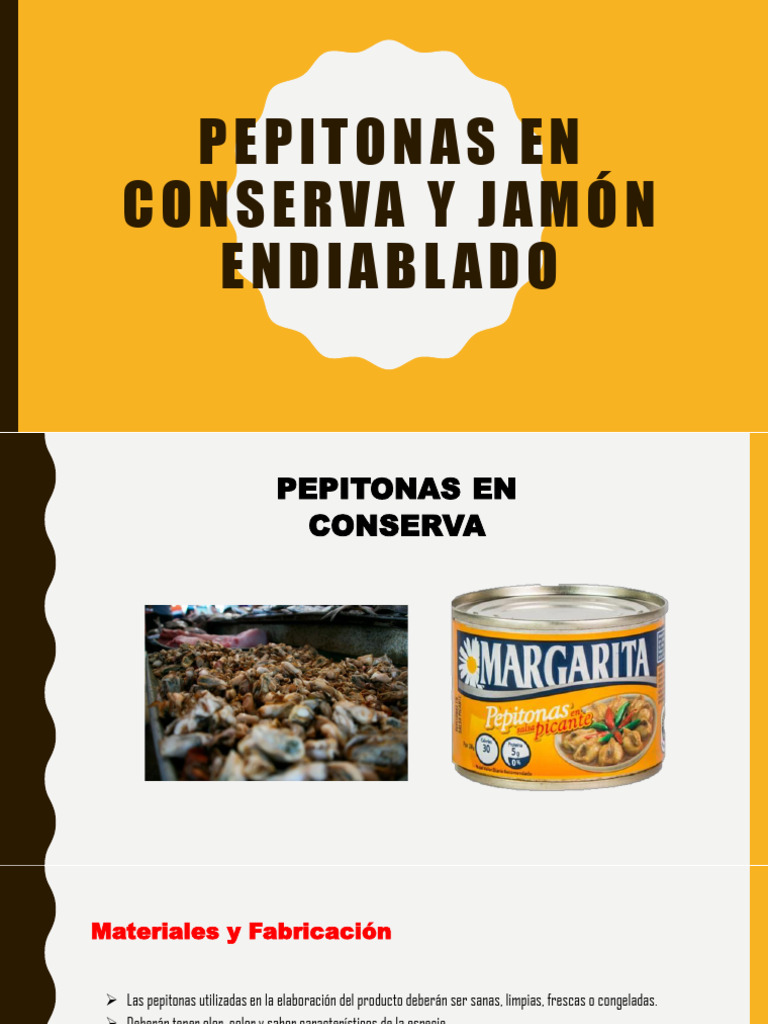 Proceso de Conservación de Pepitonas | PDF | Agua | jamón