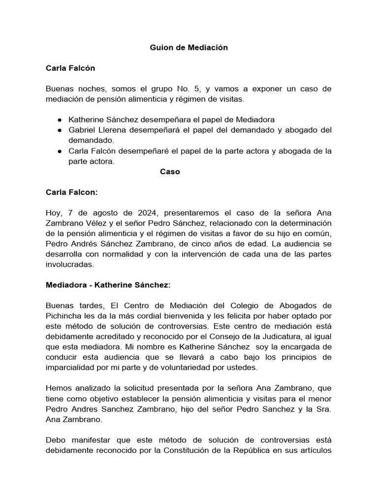 Guión de Mediación | PDF | Mediación | Bancos