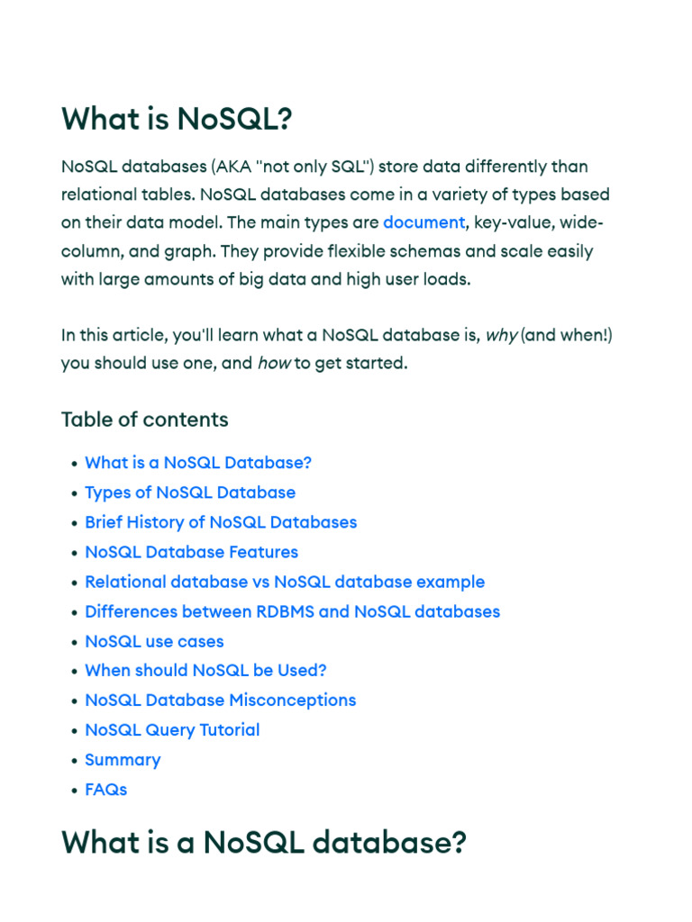 NoSQL Vs SQL Databases Explained | PDF | No Sql | Databases NoSQL Vs SQL Databases Explained | PDF | No Sql | Databases