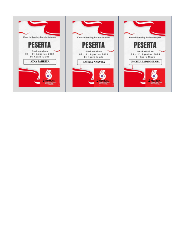 Pramuka Participant ID Cards List | PDF | Religion & Spirituality | Poetry