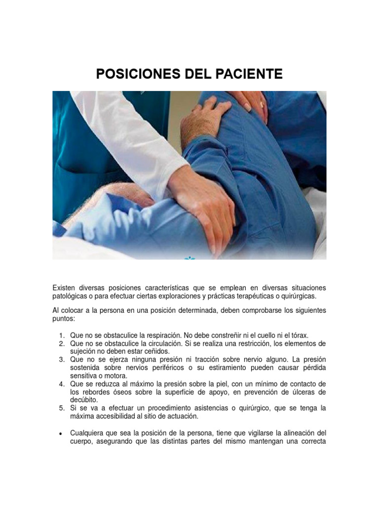 Posiciones Del Paciente | PDF | Almohada | Pelvis