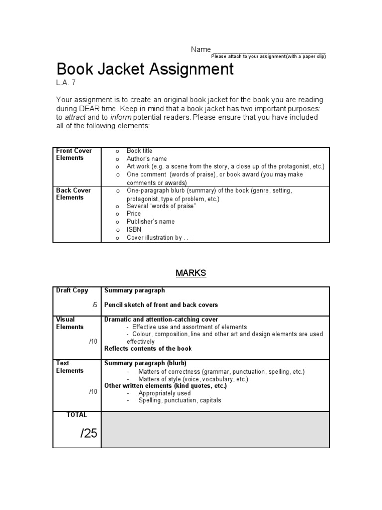 Book Jacket Assignment | PDF
