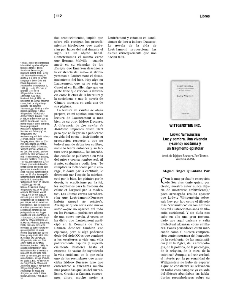 Ludwig Wittgenstein Luz y Sombra Una VIV | PDF | Ludwig Wittgenstein | Traducciones