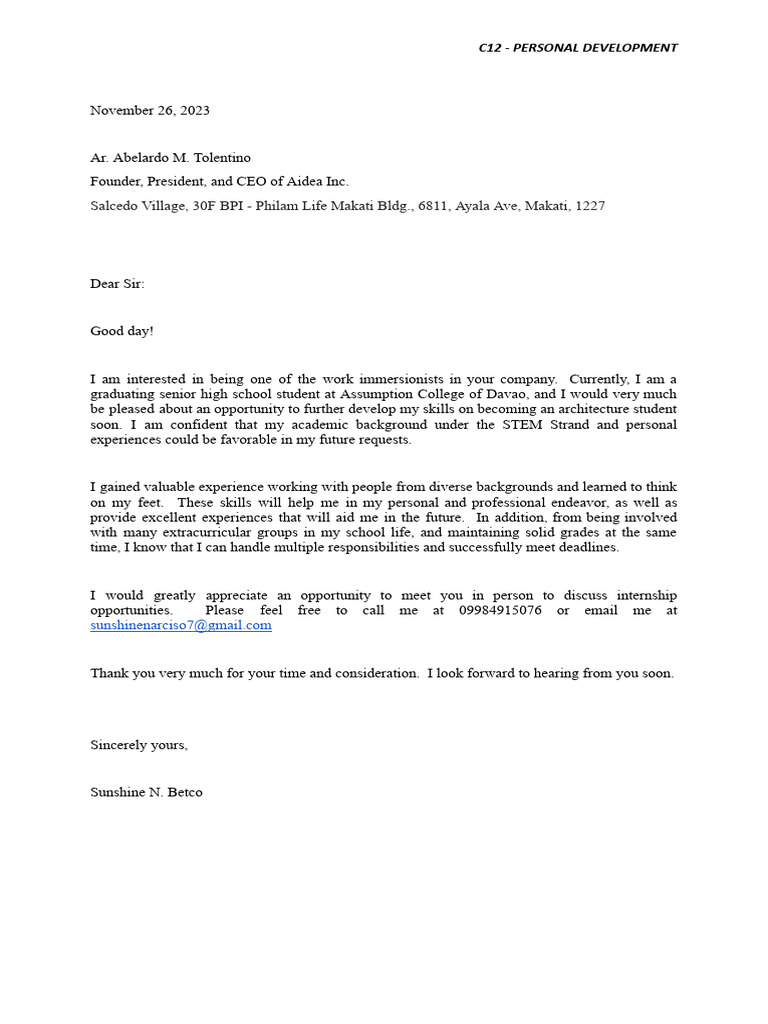 Application Letter and Resume Sample | PDF