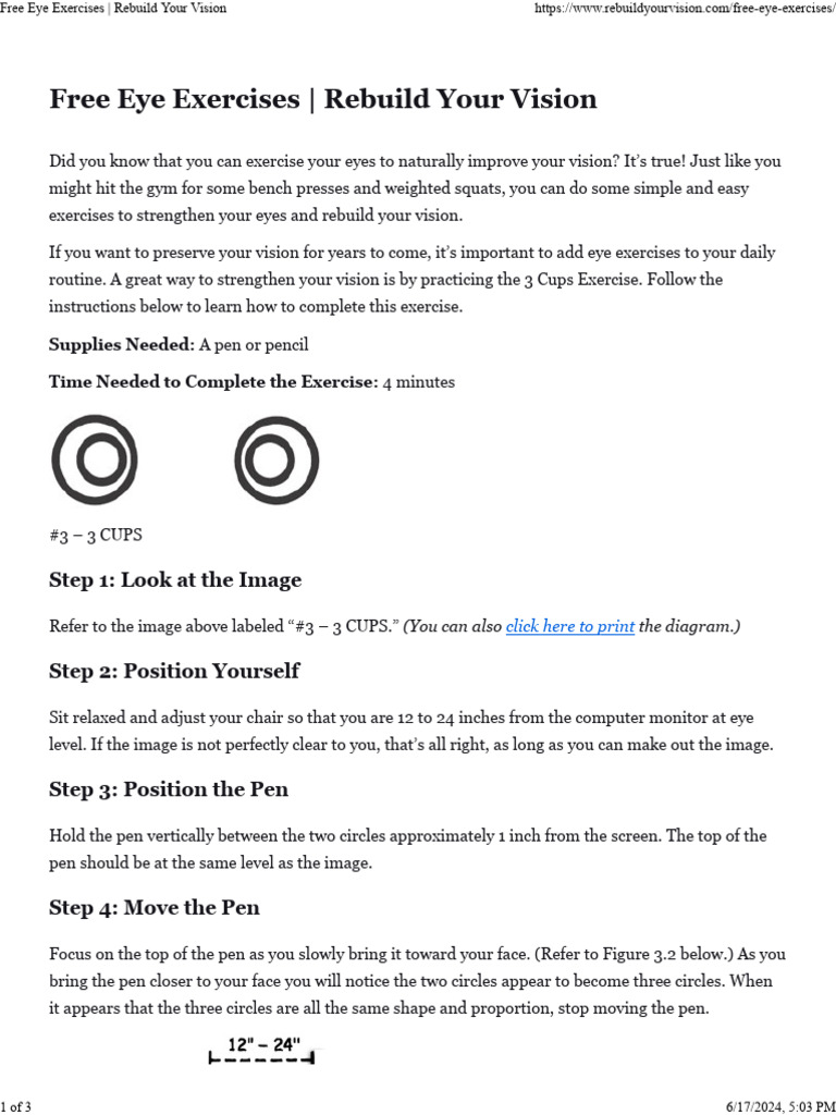 Free Eye Exercises | PDF