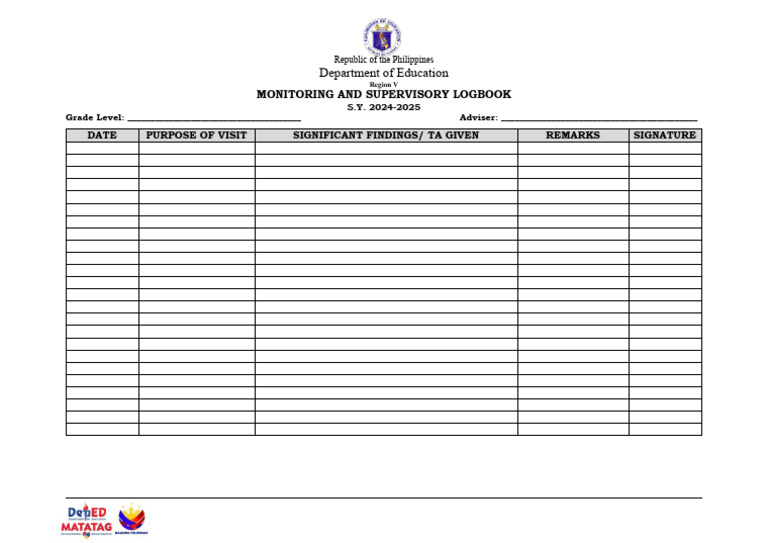 Education Monitoring Logbook 2024-25 | PDF