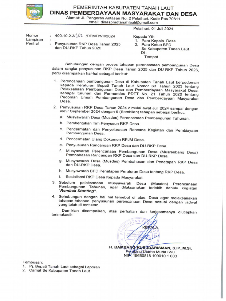 Penyusunan RKP Tahun 2025 dan DU-RKP Tahun 2026 | PDF