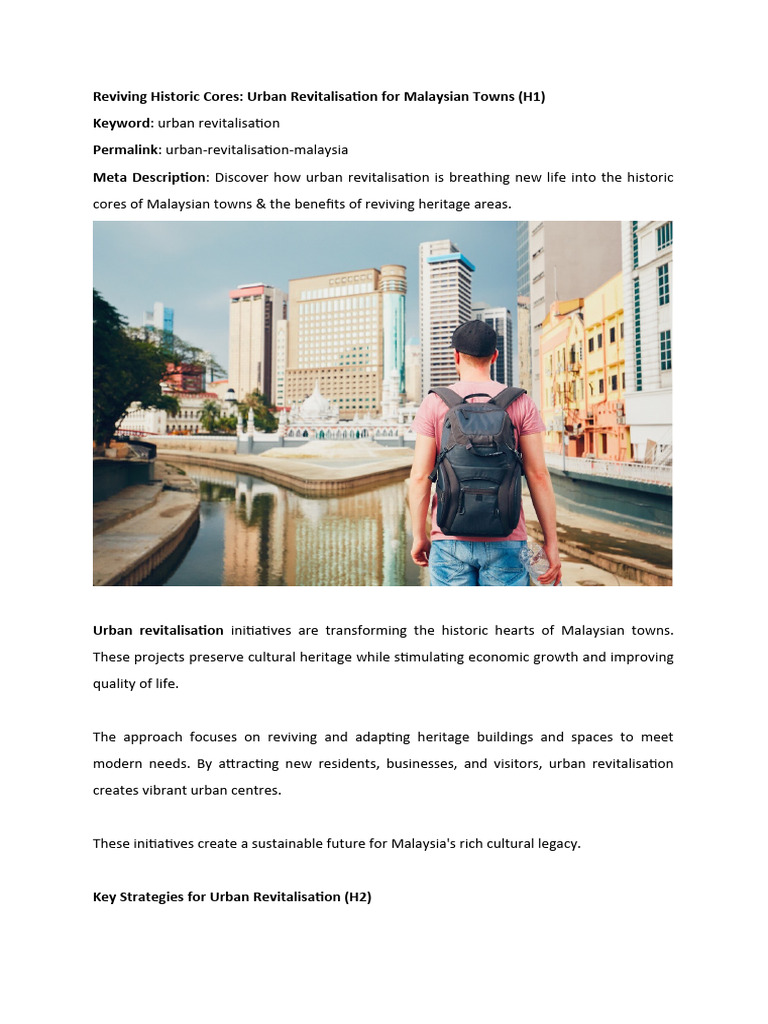 Reviving Historic Cores Urban Revitalisation For Malaysian Towns - v1 ...