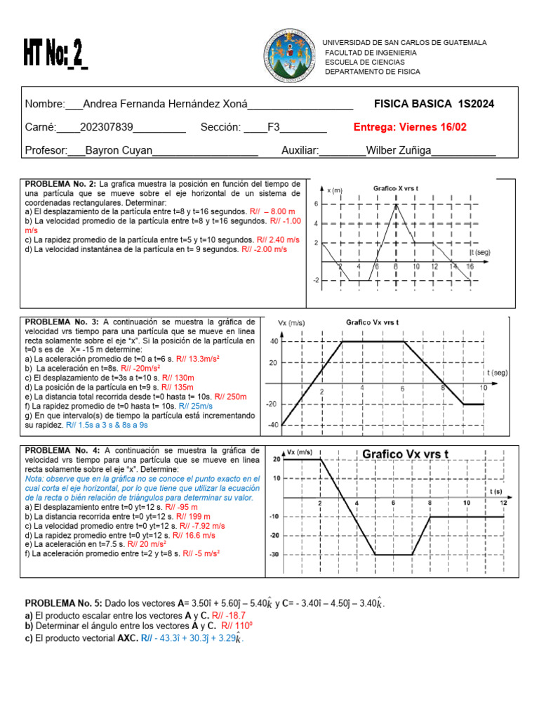 HT No. 2 F.B. 1S2024 Gráficas y Funciones | PDF | Velocidad | Vector Euclidiano