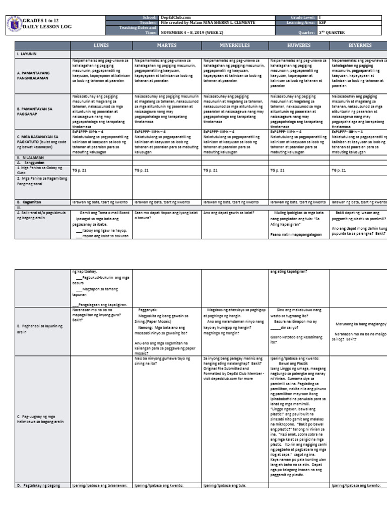 DLL - Esp 1 - Q3 - W2 | PDF