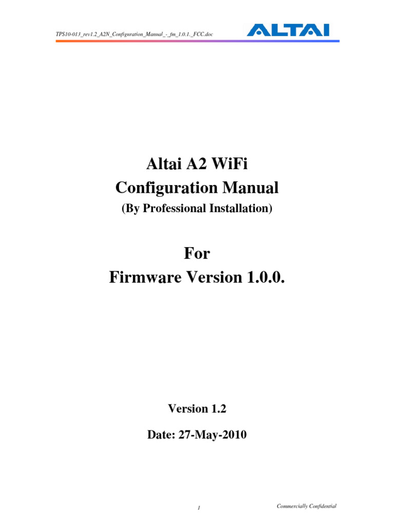 User Manual Rev2 1307240 - Antena - ALTAI | PDF | Wi Fi | Computer Network