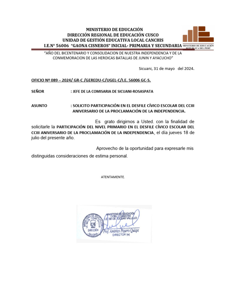 Oficio Desfile | PDF | Ciencias sociales