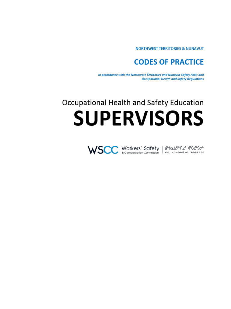 Supervisors OHS Education Code of Practice, May 31, 2016 - en - NT ...