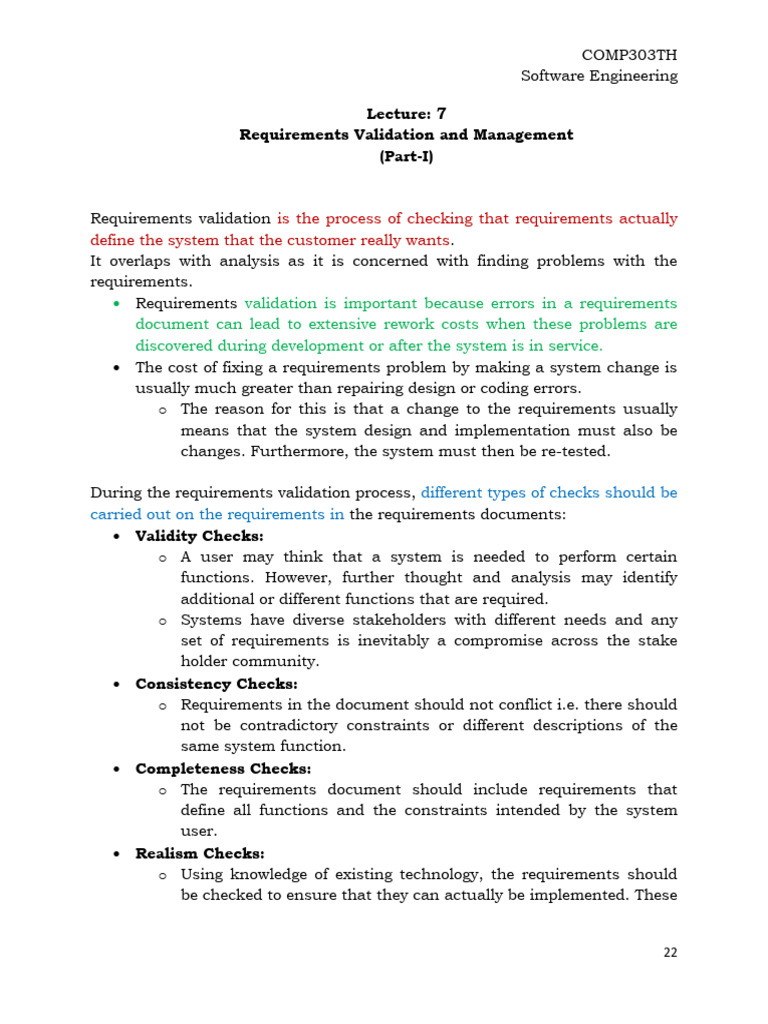 Lecture 7part I Requirements Validation and Management | PDF | Computer Science | Systems Thinking