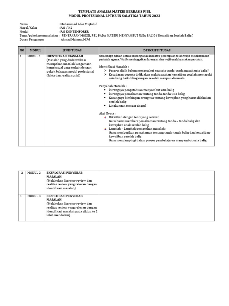 PJBL Modul 1 - PAI KONTEMPORER | PDF