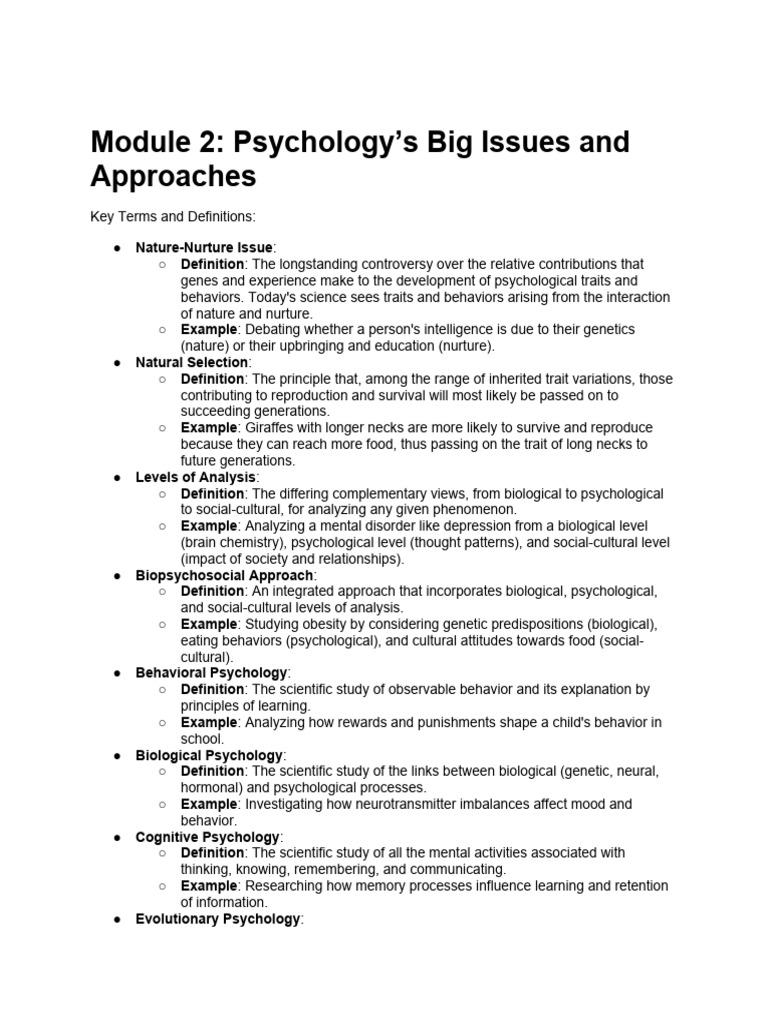 Psychology's Key Issues & Approaches | PDF | Psychology | Psychotherapy