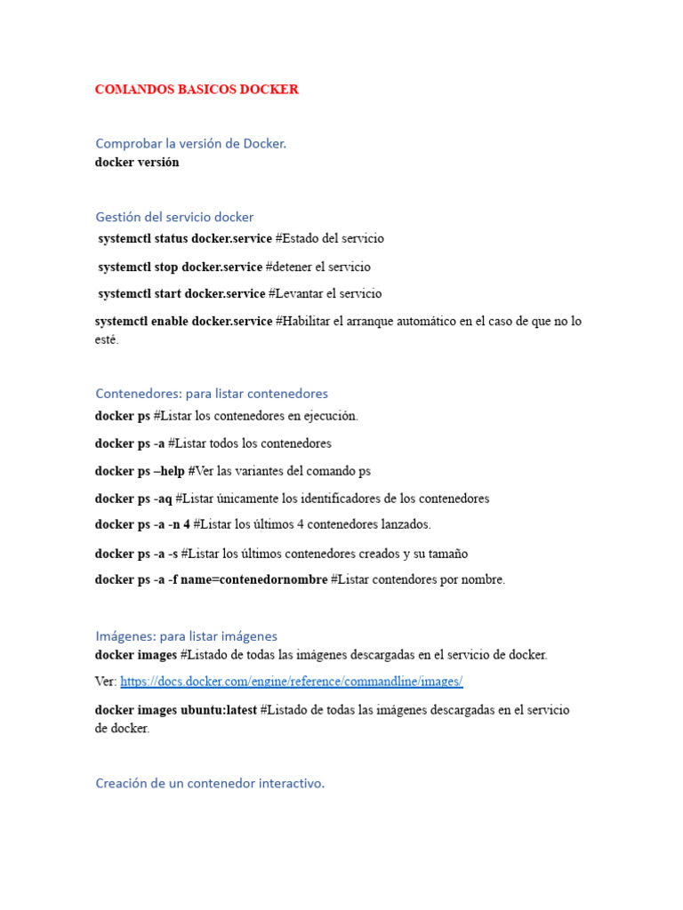 COMANDOS BASICOS DOCKER v1 | PDF | Arquitectura de Computadores | Software