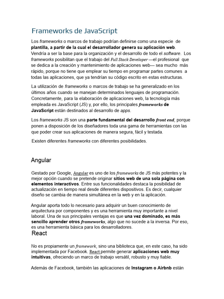 Frameworks | PDF | Php | Aplicación web