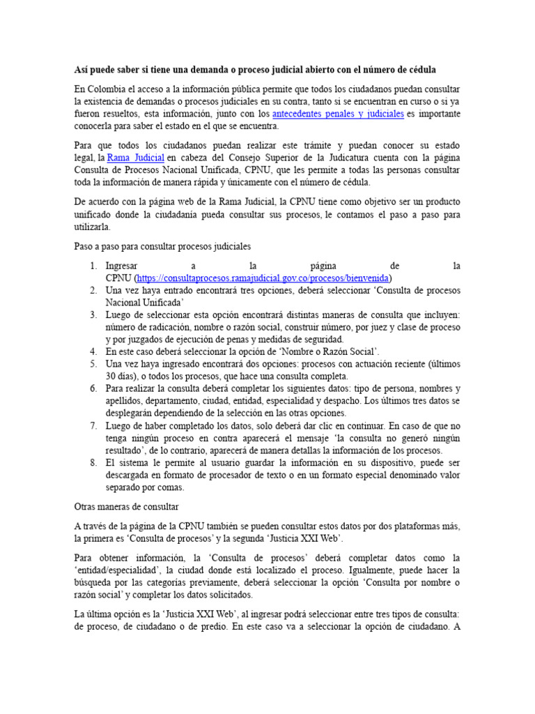 Así Puede Saber Si Tiene Una Demanda o Proceso Judicial Abierto Con El ...