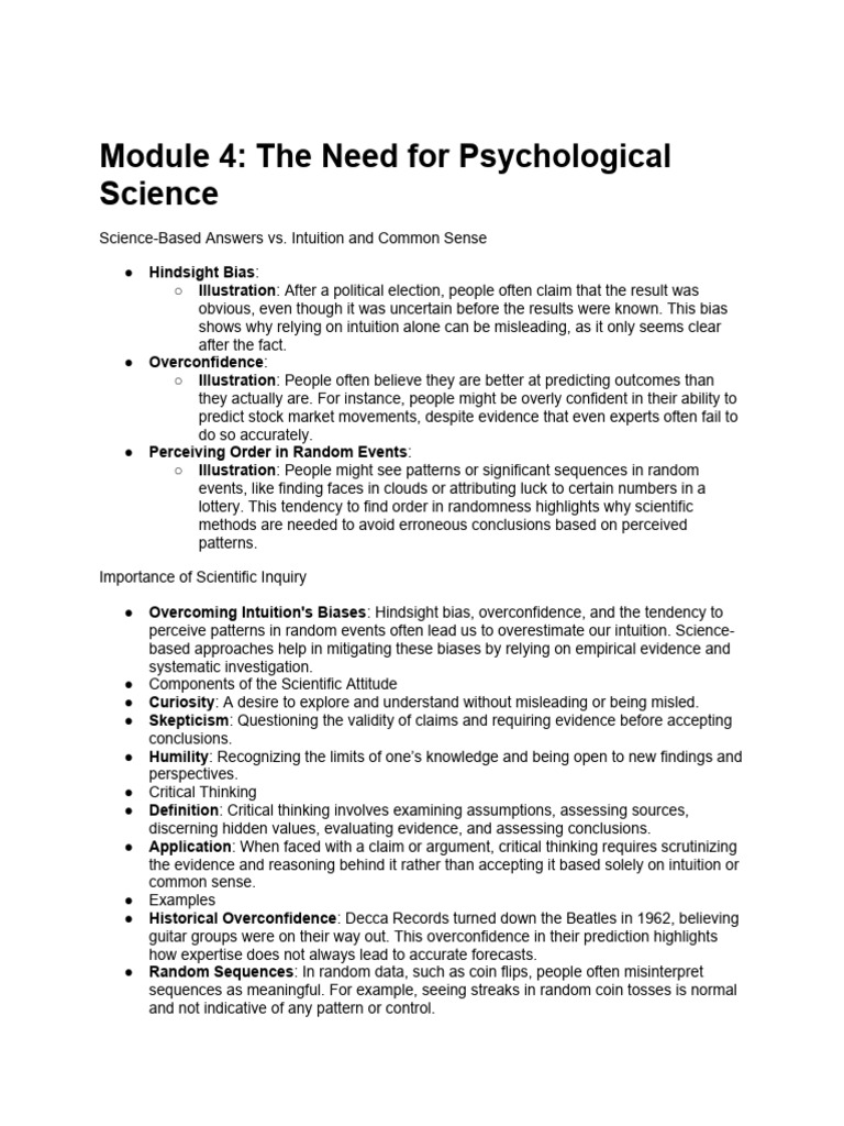 Module 4 - The Need For Psychological Science Meyer | PDF | Critical ...