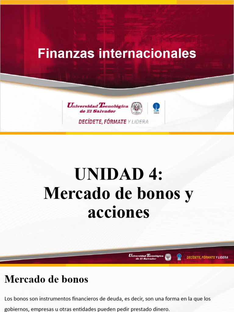 Unidad 4 Mercado de Bonos | PDF | Compartir (Finanzas) | Bonos (Finanzas)