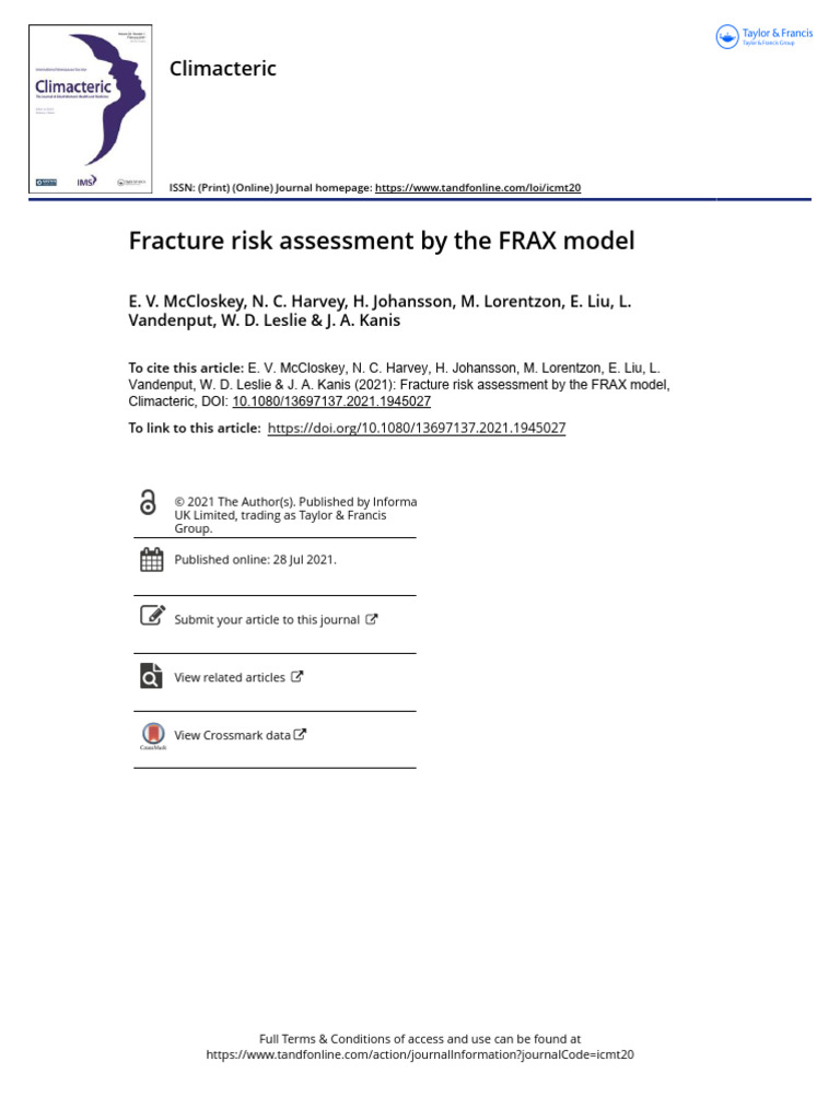 Fracture Risk Assessment by The FRAX Model | PDF | Osteoporosis | Risk