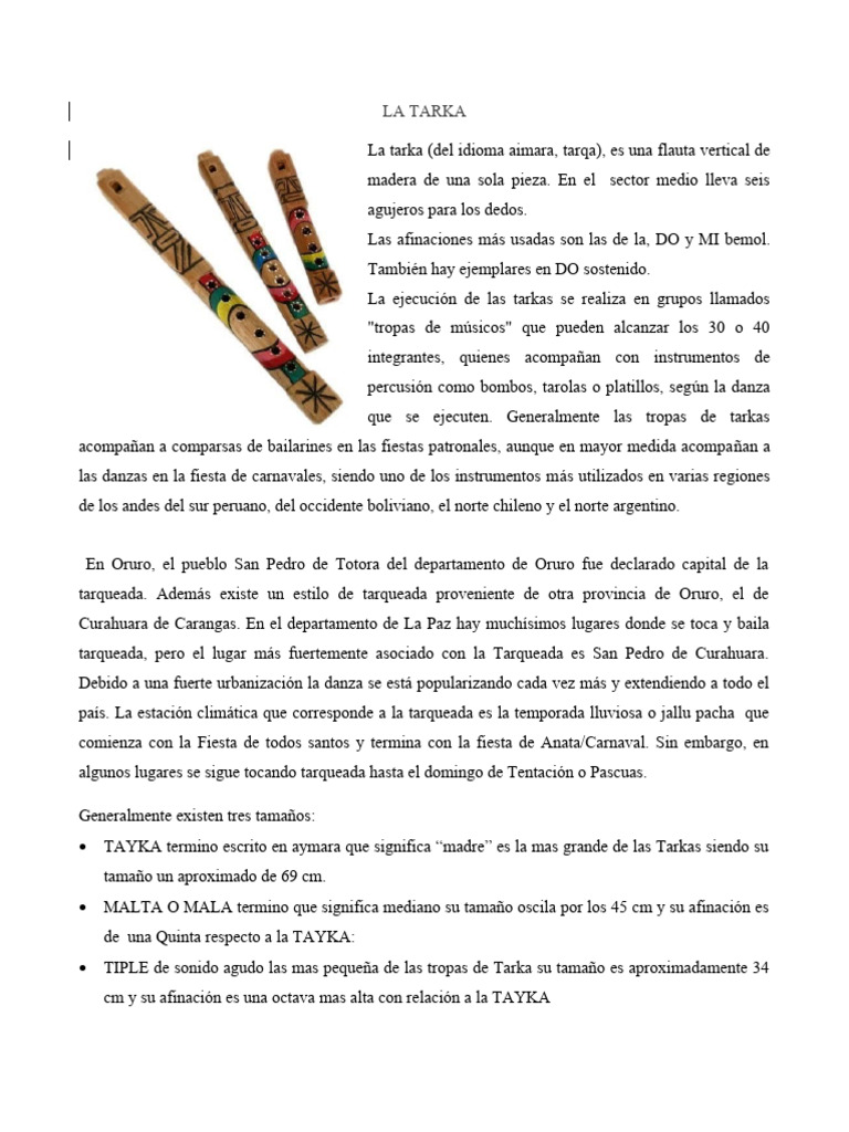 Historia y Tipos de la Tarka | PDF | Instrumentos musicales