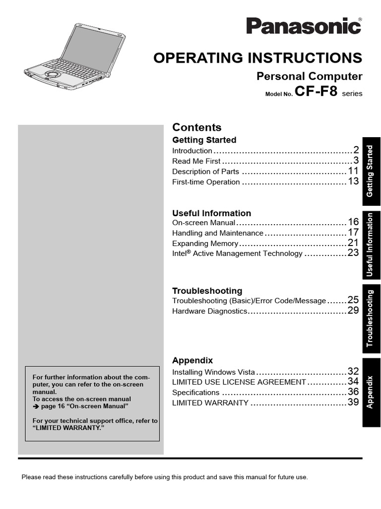 CF-T8 Manual | PDF | Microsoft Windows | Electromagnetic Interference