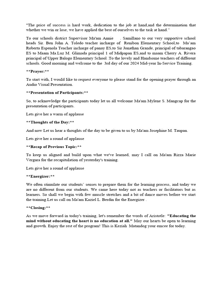 Emcee Script Day 3 fo-WPS Office | PDF