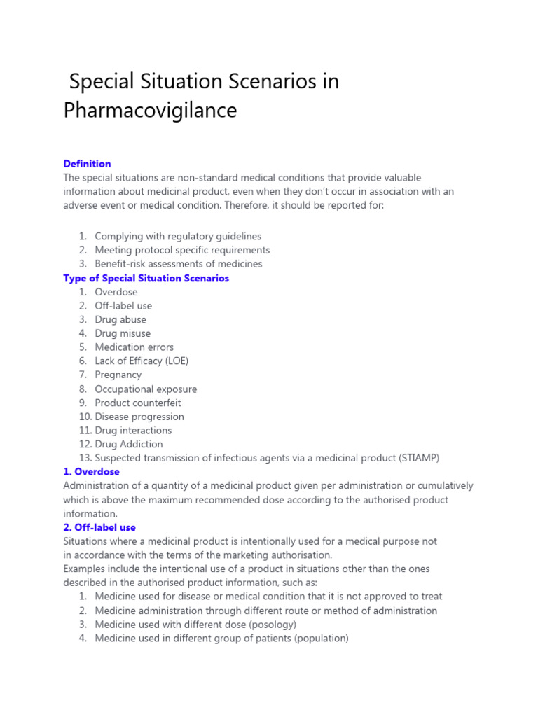 Special Situation Scenarios in Pharmacovigilance | PDF | Pathogen | Infection