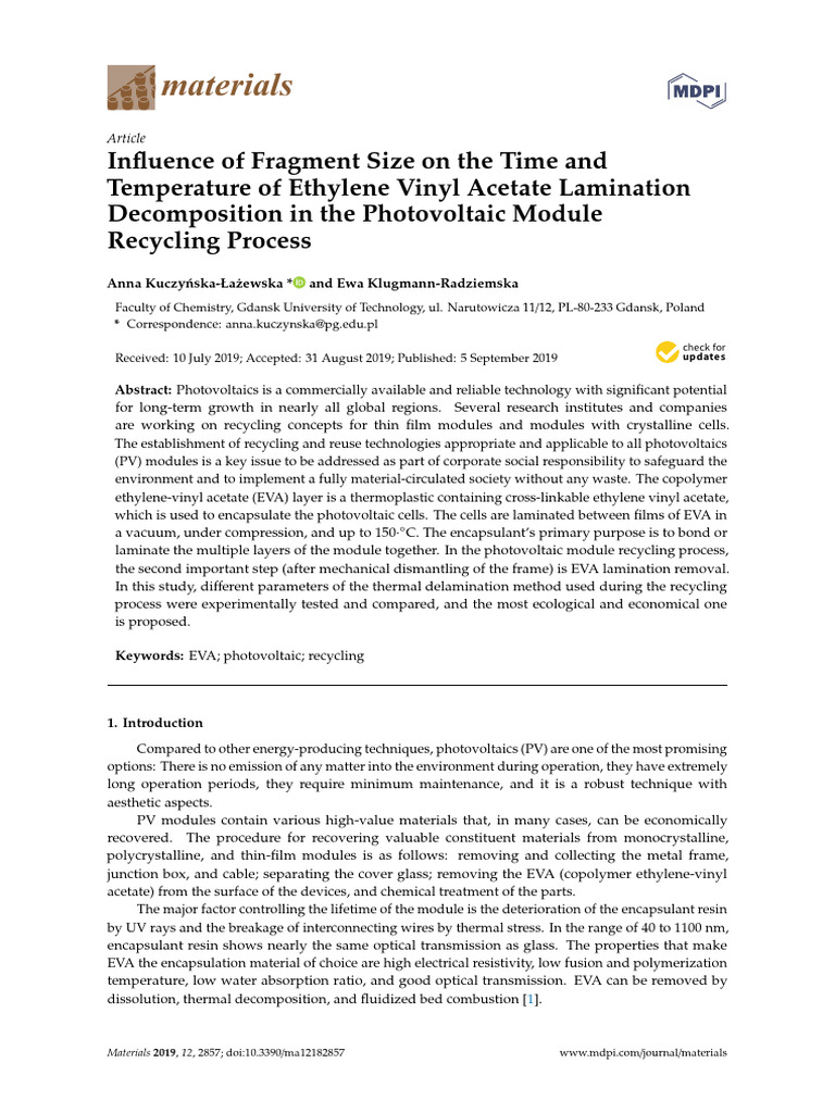 Decomposition in The Photovoltaic Module | PDF | Differential Scanning ...