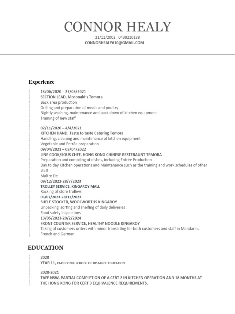 Connor Healy Resume | PDF