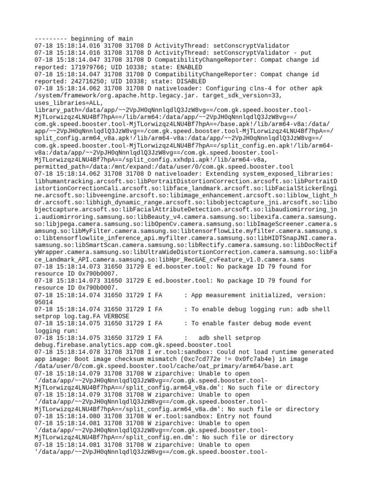 Com - Gk.speed - Booster.tool Logcat | PDF | Android (Operating System) | Text File