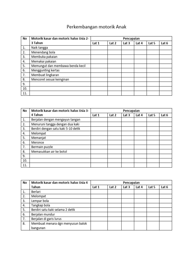 Perkembangan Motorik Anak | PDF