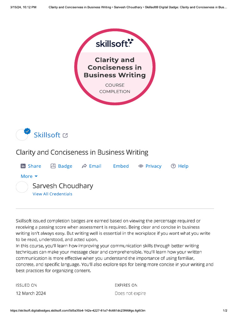 Skillsoft certificate | PDF