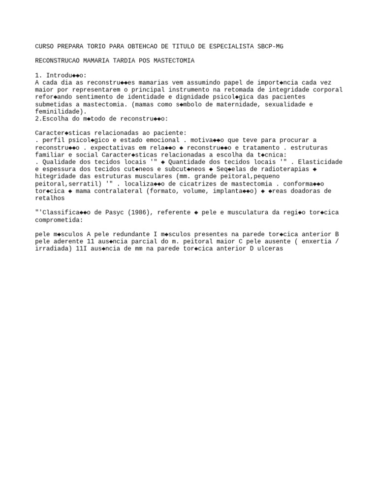 Reconstrução Mamária Pós-Mastectomia | PDF | Seio | Anatomia
