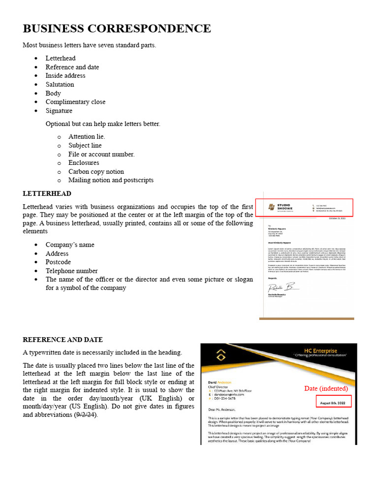 Business Correspondence | PDF | Paragraph | Punctuation