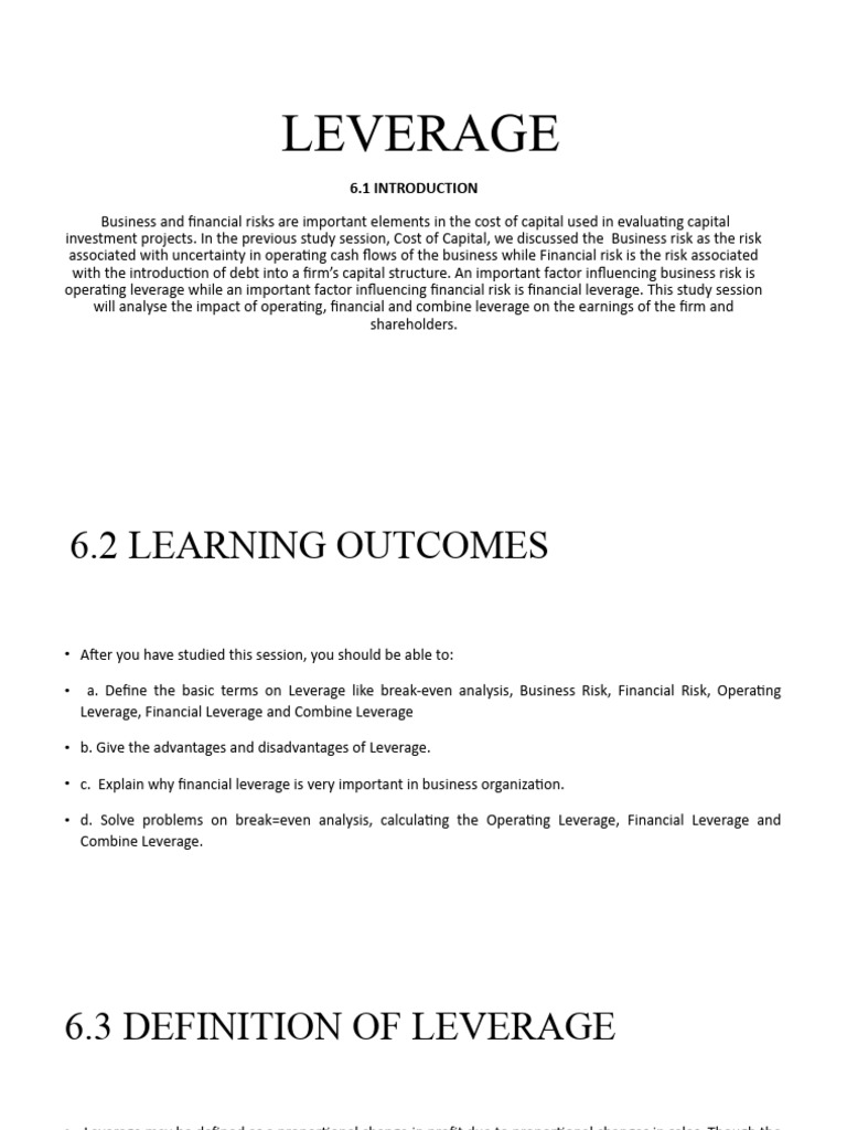 Leverage Power Point | PDF | Capital Structure | Financial Capital
