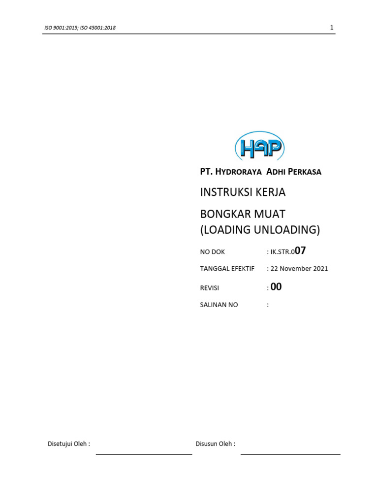 IK - STR.007 Bongkar Muat (Loading Unloading) | PDF