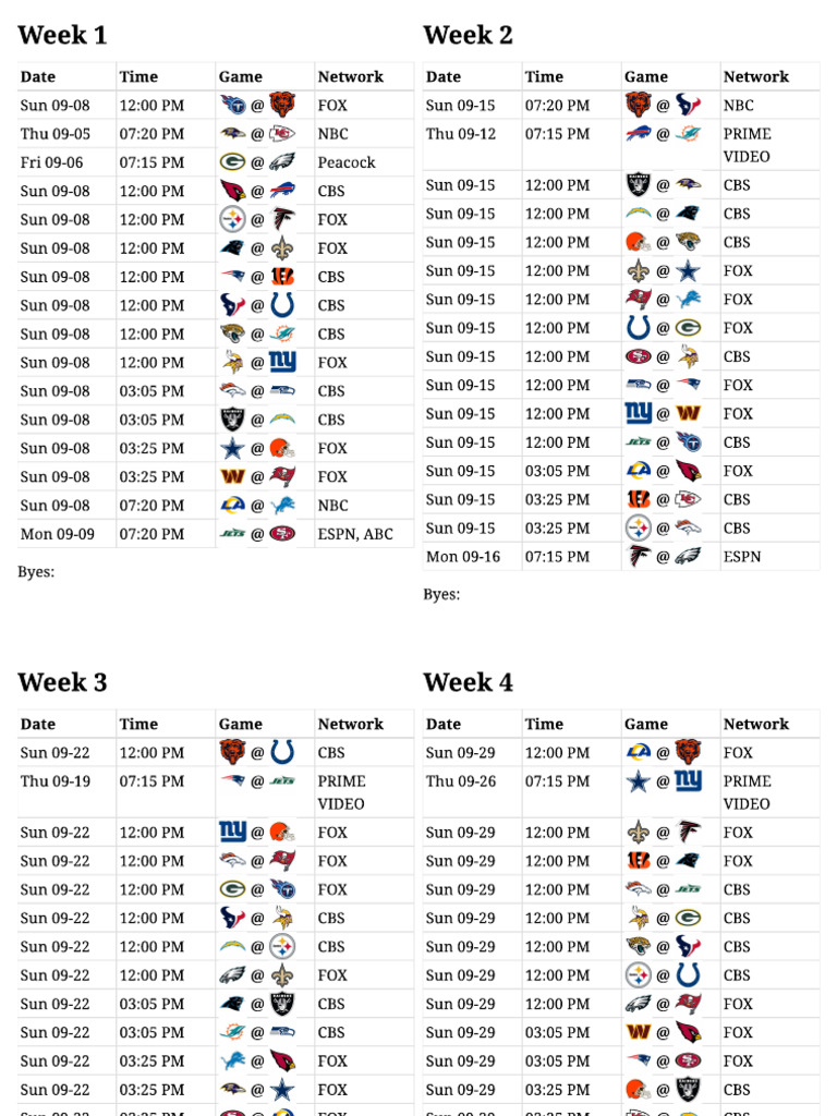 NFL Regular Season With Icons | PDF